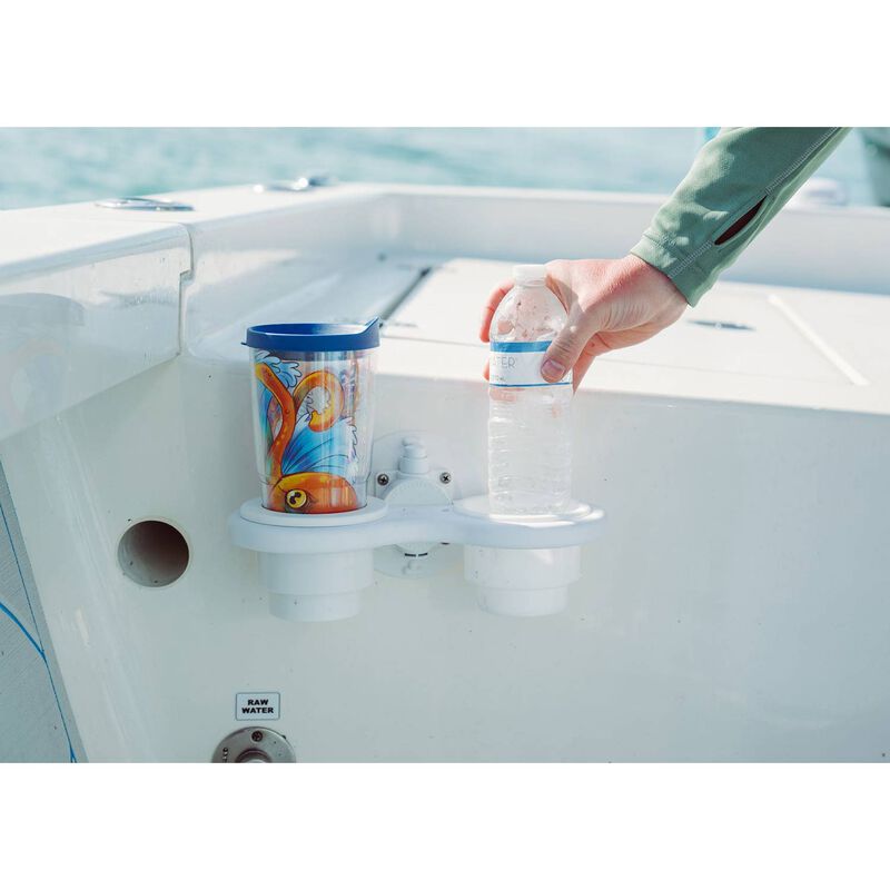 SEASUCKER Vertical Dual Cup Holder, White | West Marine