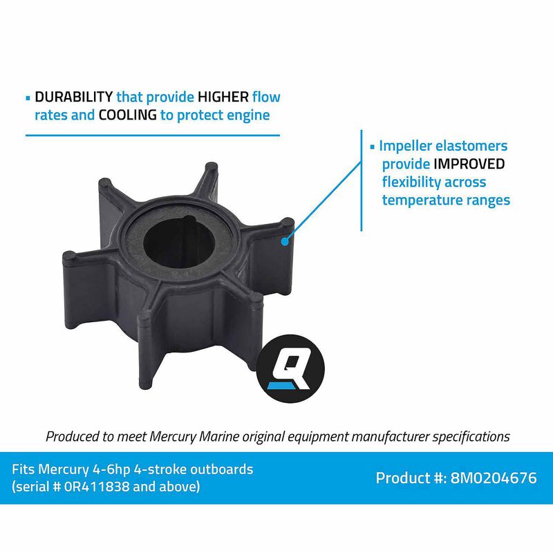 QUICKSILVER 161543 Water Pump Impeller, 4-6 Horspower 4-Stroke ...