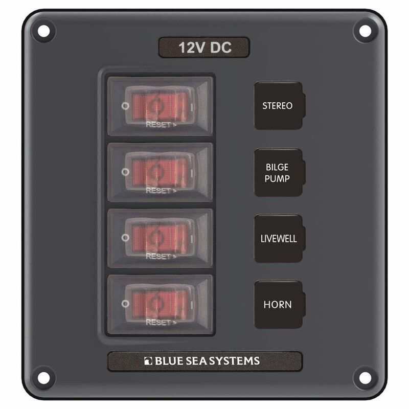 BLUE SEA SYSTEMS Water-Resistant Circuit Breaker Switch Panel, 4 ...