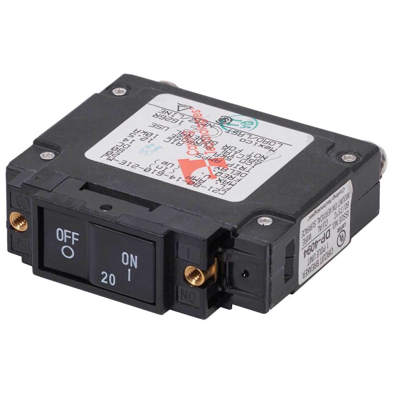 BLUE SEA SYSTEMS C-Series Flat Rocker Circuit Breaker, 20A DC UL489 ...
