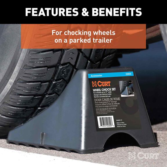 CURT Wheel Chock Set (Up to 17" Wide Wheels)
