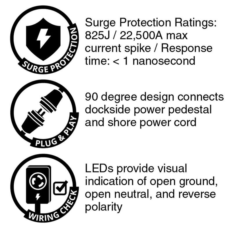 MARINCO Marinco Marine Surge Protection Locking Pigtail Adapter, 30 Amp ...
