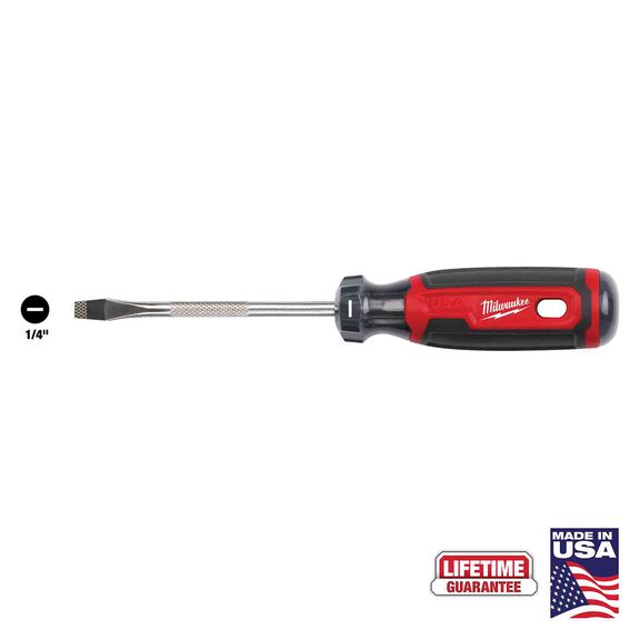 MILWAUKEE 1/4" Slotted 4" Cushion Grip Screwdriver (USA)