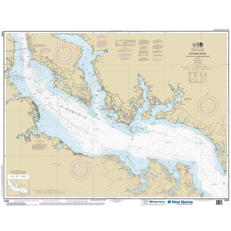 NOAA Maptech® NOAA Recreational Waterproof Chart-Potomac River Piney ...