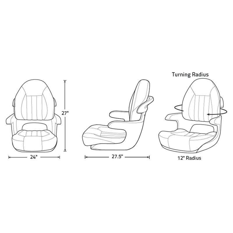 TEMPRESS ProBax® Captain's Series Boat Seat with Arms | West Marine