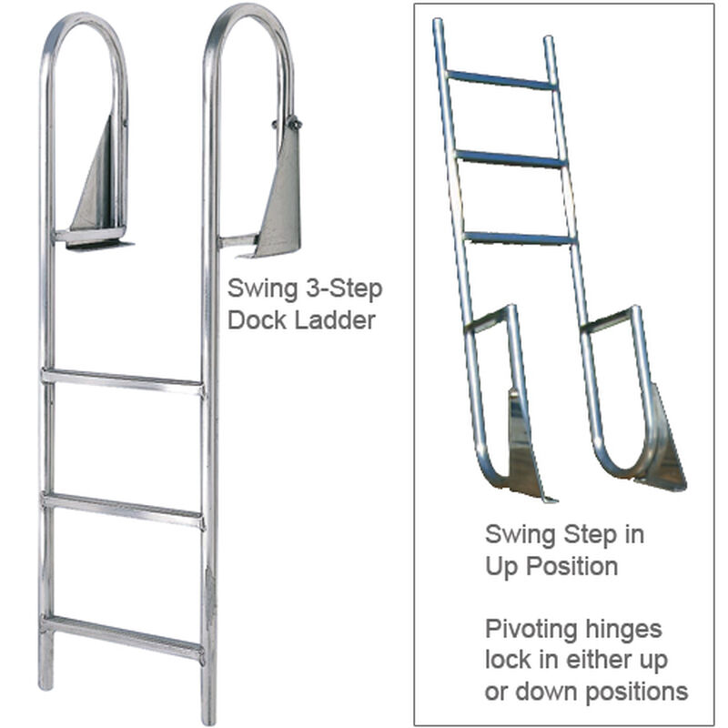 INTERNATIONAL DOCK Aluminum Swing Ladder, 5-Step, Standard Rung | West ...