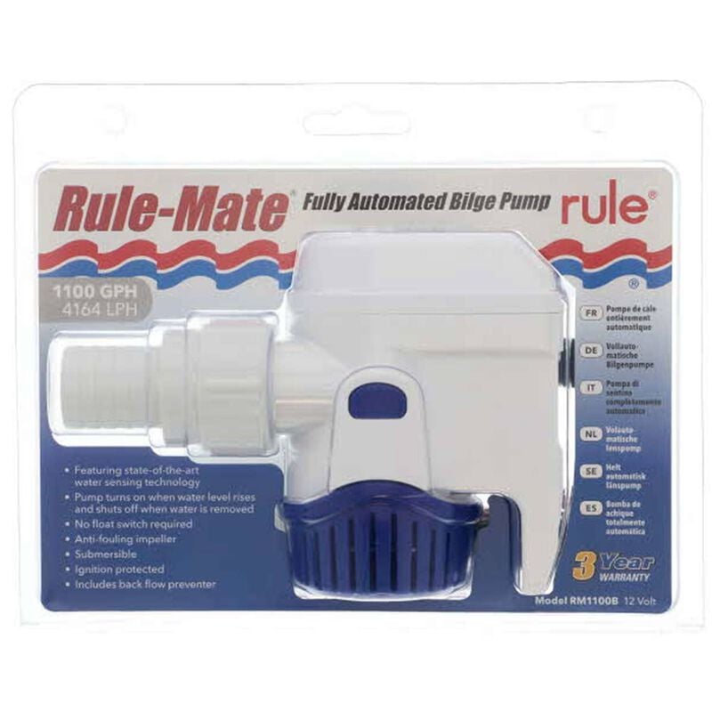 RULE INDUSTRIES 1100 GPH Rule-Mate Automatic Bilge Pump, 12 Volt | West ...