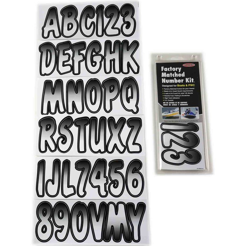 HARDLINE PRODUCTS 3" Letter/Number Kit, White/Black Faded | West Marine