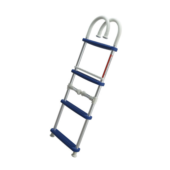 WEST MARINE 4-Step Gunwale-Mount Boarding Ladder, 7" Hook, Blue Steps
