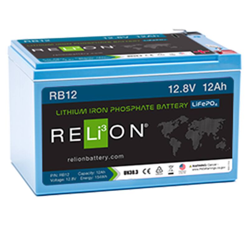 RELION RB12 Lithium Iron Phosphate Deep Cycle Battery, 12V, 12Ah | West ...