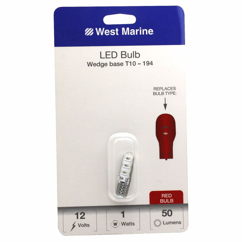 WEST MARINE Wedge Base T10-194 LED Bulb, Red | West Marine