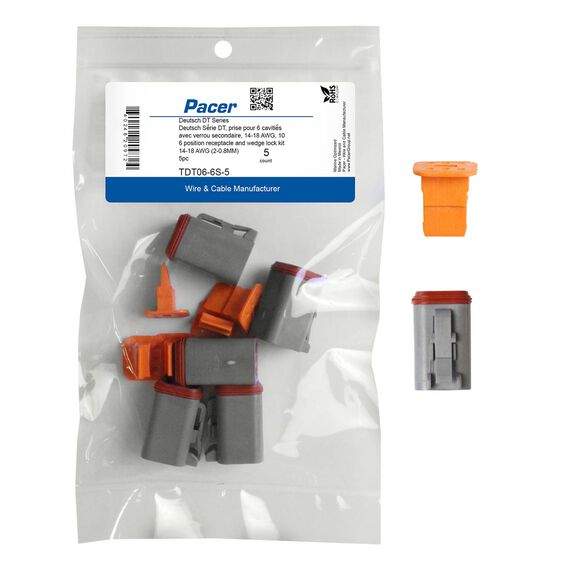 PACER MARINE DT Deutsch Plug and Wedge Lock Kit, 6 Position, 5 Pack