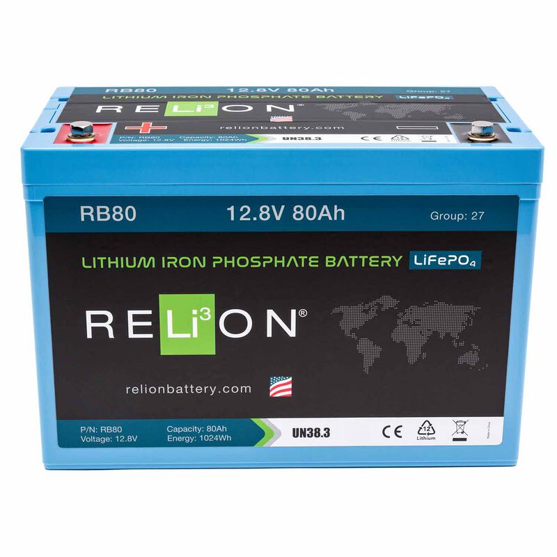 RELION Group 27 RB80 Lithium Iron Phosphate Deep Cycle Battery, 12V ...