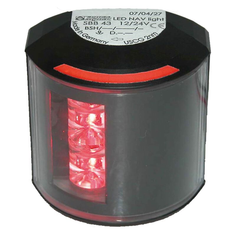 AQUA SIGNAL LED Port Navigation Light, Red with Black Housing | West Marine
