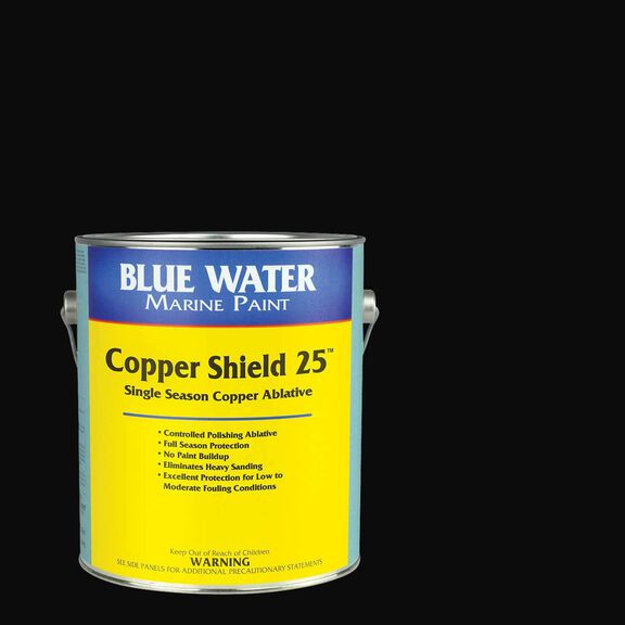 BLUE WATER Copper Shield 25 Bottom Paint, Marine Black, Quart