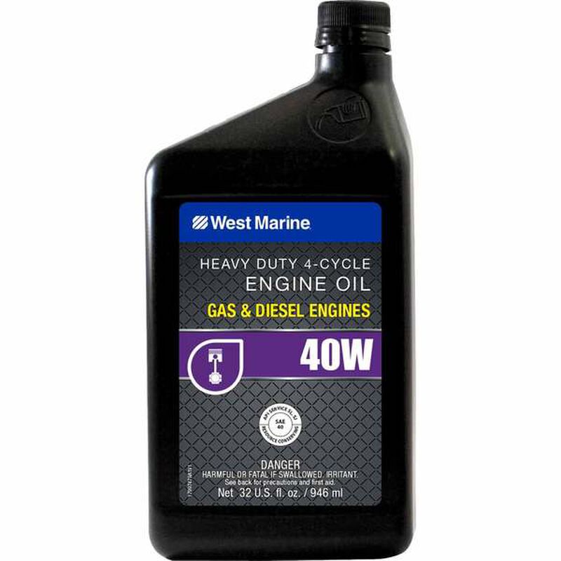 WEST MARINE 40W 4 Stroke Conventional Heavy Duty Marine Engine Oil, 1 ...