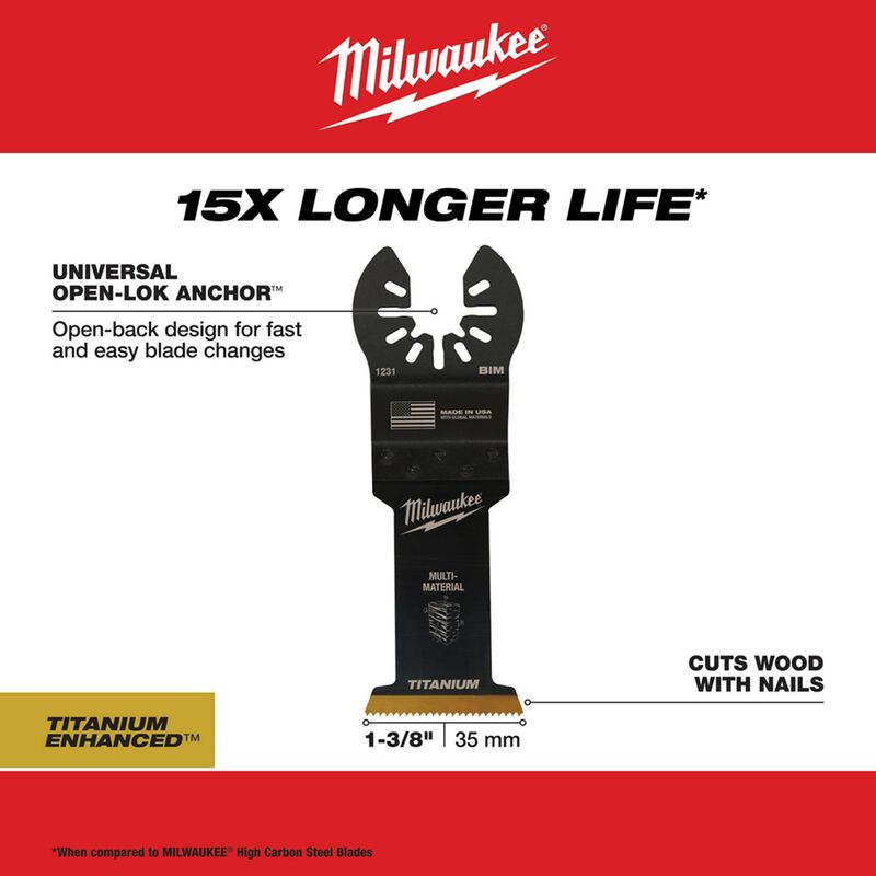 MILWAUKEE OPEN-LOK™ 1-3/8" Titanium Enhanced Bi-Metal Multi-Material ...