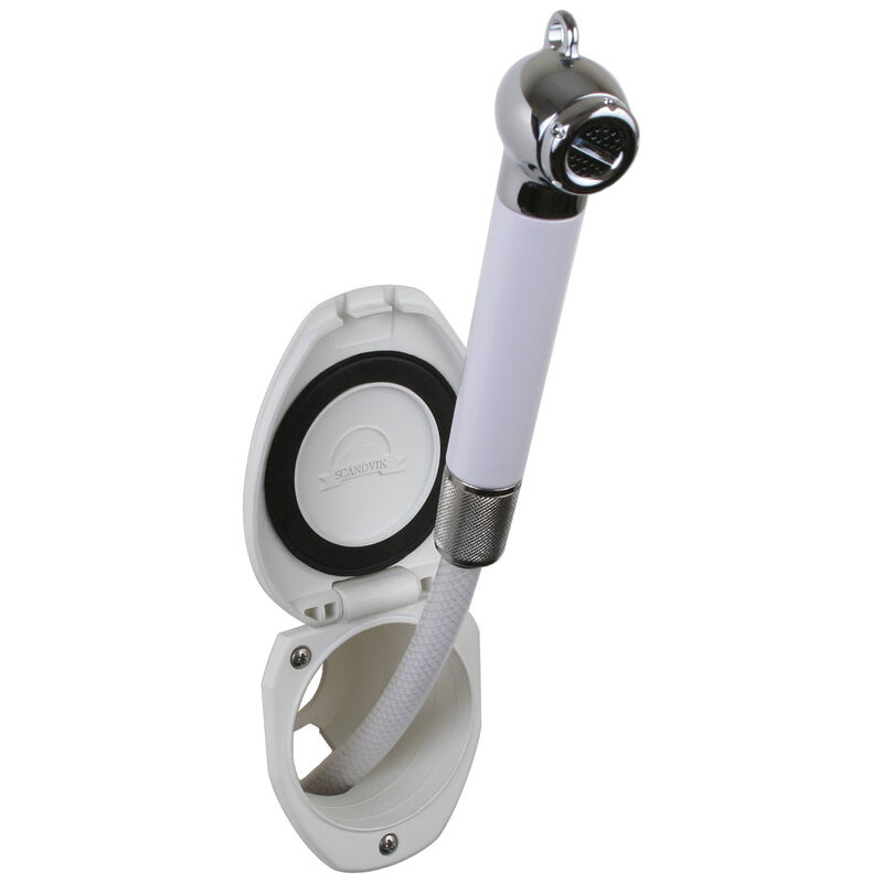 SCANDVIK Transom Shower with Push Button Handle, 6' White Hose | West ...