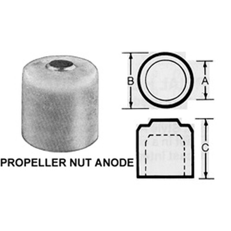MARTYR Mercury Propeller Nut Anode, Aluminum | West Marine
