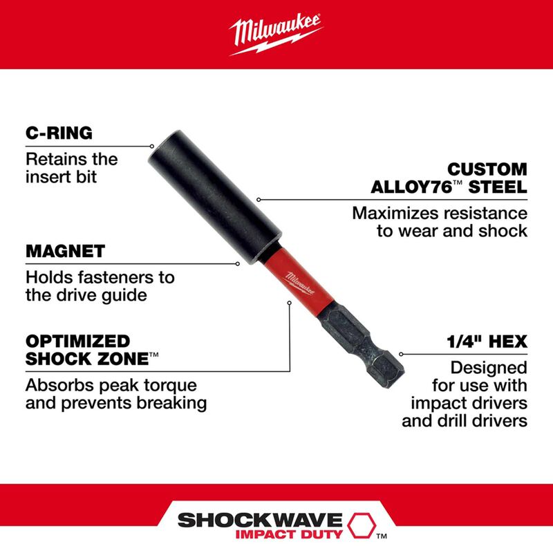 MILWAUKEE SHOCKWAVE™ Impact Magnetic Bit Holder | West Marine