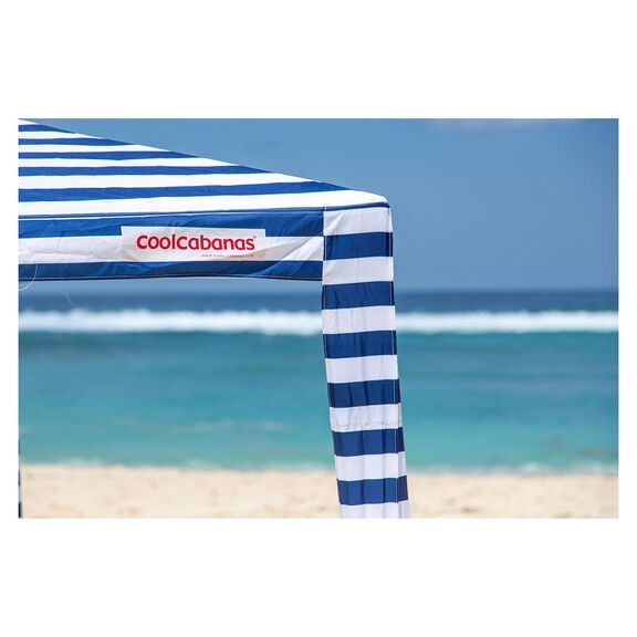Cool Cabana 5 Large Beach Cabana - Navy Stripes, Easy Setup Shade