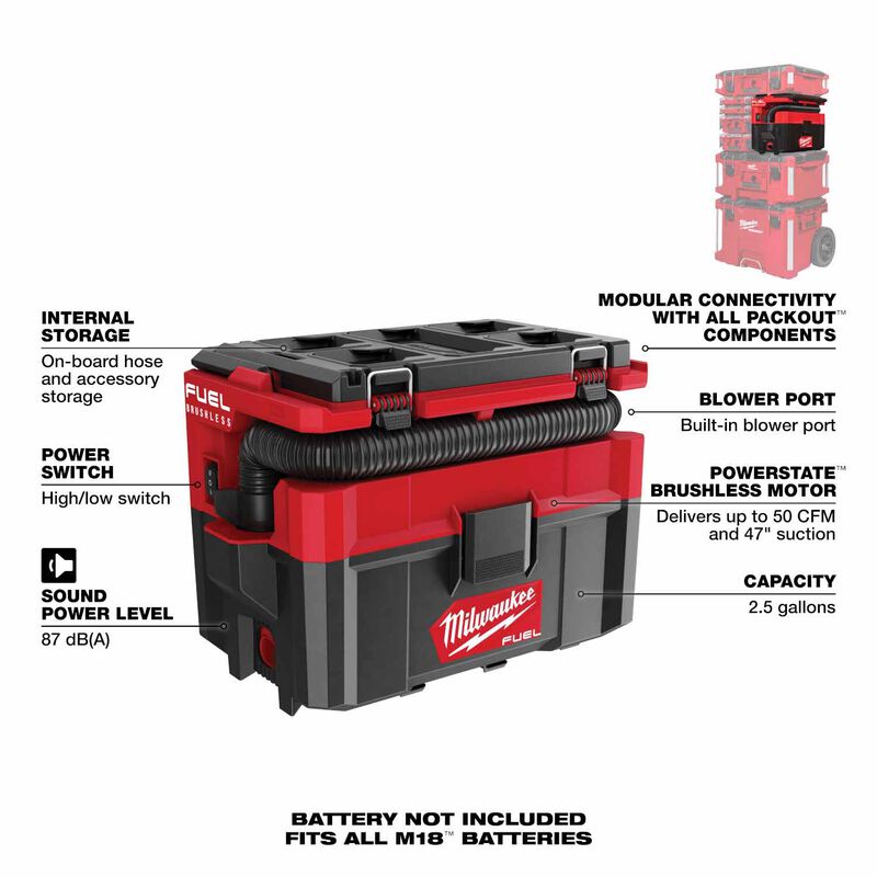 MILWAUKEE M18 FUEL™ PACKOUT™ 2.5 Gallon Wet/Dry Vacuum | West Marine