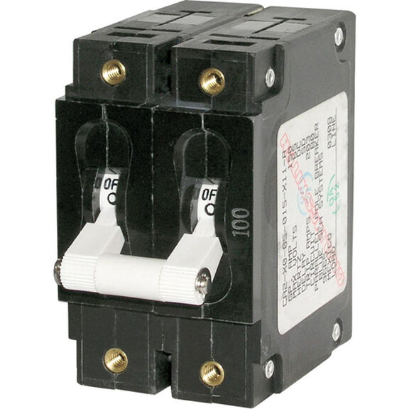 BLUE SEA SYSTEMS C-Series Triple Pole White Toggle Circuit Breaker, 50A