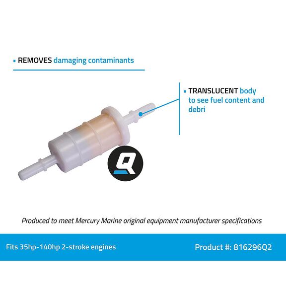 Quicksilver In‑Line Marine Fuel Filter for 5/16" Fuel Lines