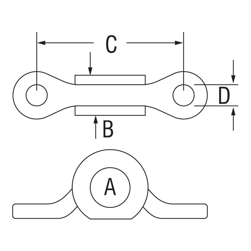 RONSTAN 1 1/4" L X 5/16" Dia. Stainless Steel Eye Strap, Two #8 RHMS ...