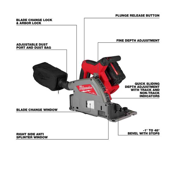 MILWAUKEE M18 FUEL™ 6 1/2" Plunge Track Saw Kit