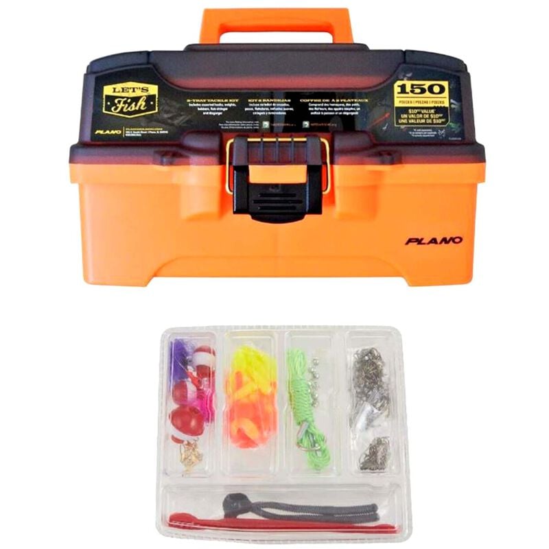 PLANO Let's Fish! 2-Tray Tackle Box with 150 Piece Starter Tackle Kit ...