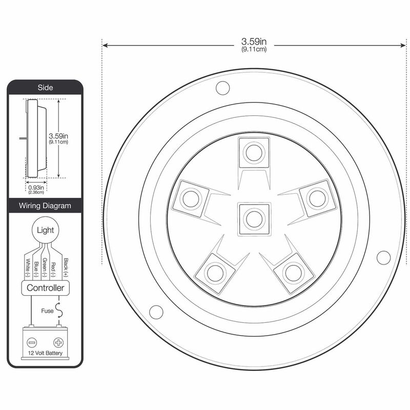 SEAVOLT Round Six LED Underwater Light with Stainless Steel Bezel, RGBW ...