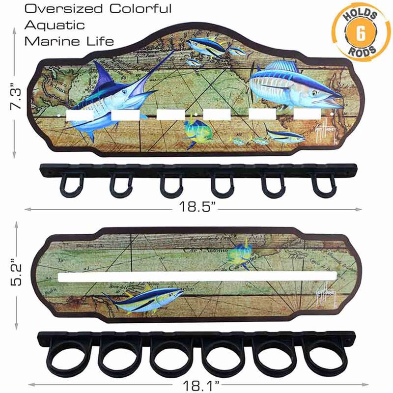 RUSH CREEK CREATIONS Guy Harvey Ancient Map 6 Rod Wall Rack | West Marine
