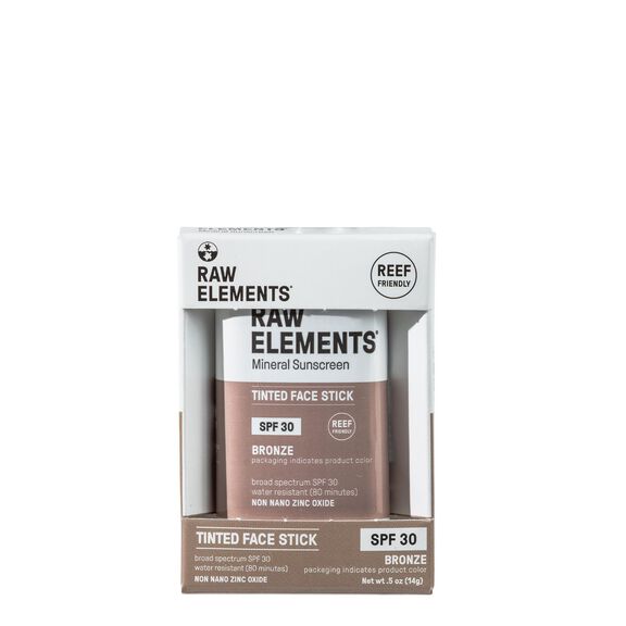 RAW ELEMENTS Tinted Sunscreen, Stick, Bronze, SPF 30, 1.8 oz.