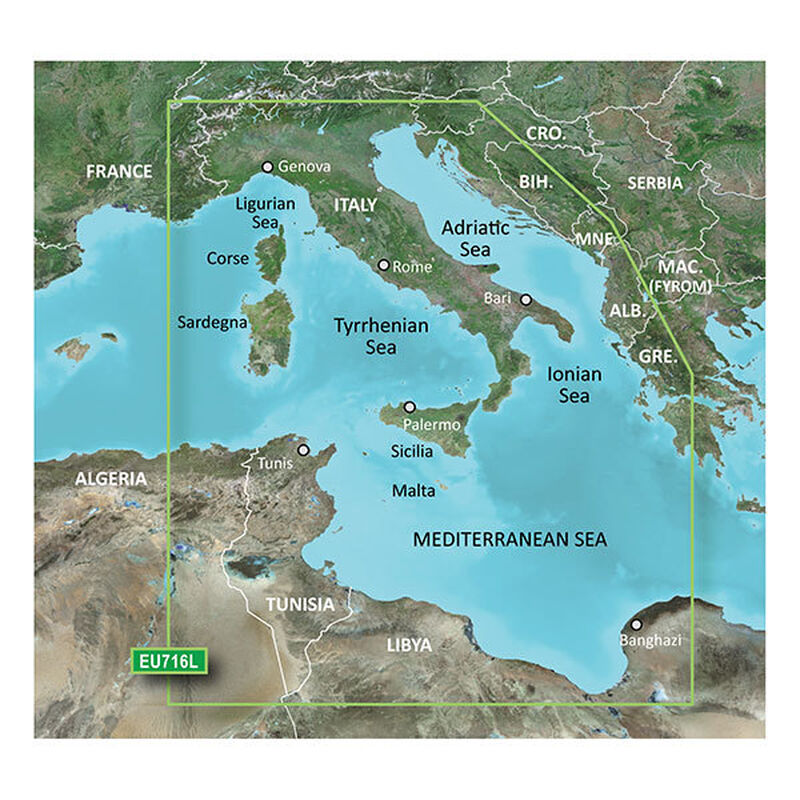 VEU716L, Mediterranean, Central, BlueChart g2 Vision, SD Card | West Marine