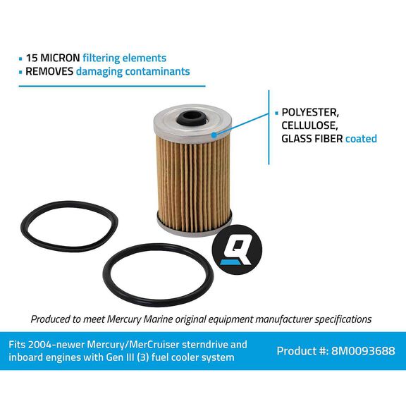 QUICKSILVER Quicksilver 8M0093688 Water Separating Fuel Filter for ...