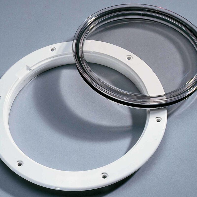 6" Smooth Pry-Out Deck Plate, 8-1/8" Flange, 6-1/2" Cutout, White/Clear ...