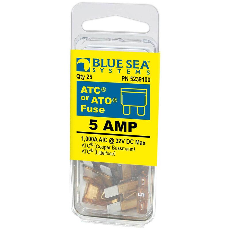 BLUE SEA SYSTEMS 5A ATO/ATC Fuse, 25-Pack | West Marine