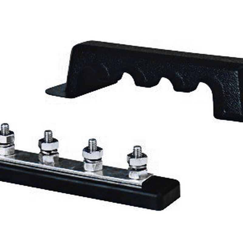 BLUE SEA SYSTEMS BusBar, 4 Stud Circuits, 1/4" Terminal Size, 6"L x 1. ...