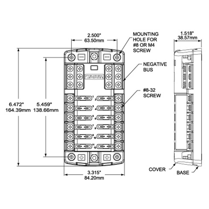 BLUE SEA SYSTEMS ST Blade Fuse Block, 12 Circuits with Negative Bus and ...