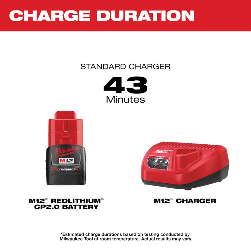 MILWAUKEE M12™ REDLITHIUM™ 2.0Ah Battery and Charger Starter Kit | West ...