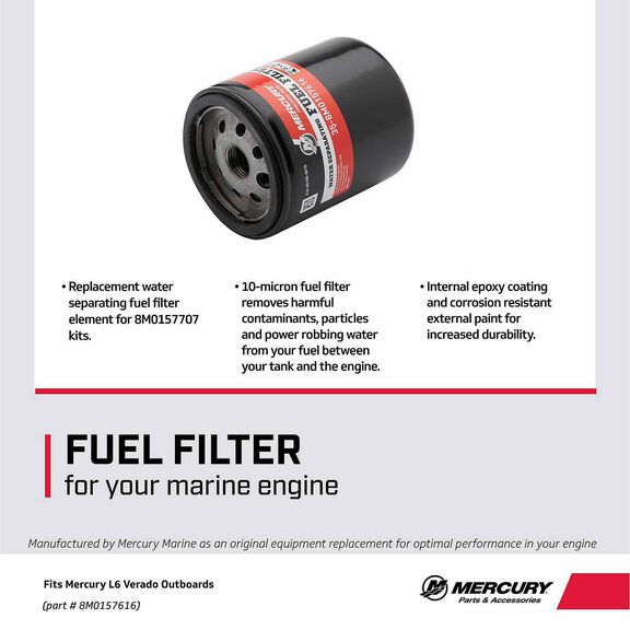 MERCURY MARINE Mercury Water Separating Fuel Filter 8M0157616 for ...