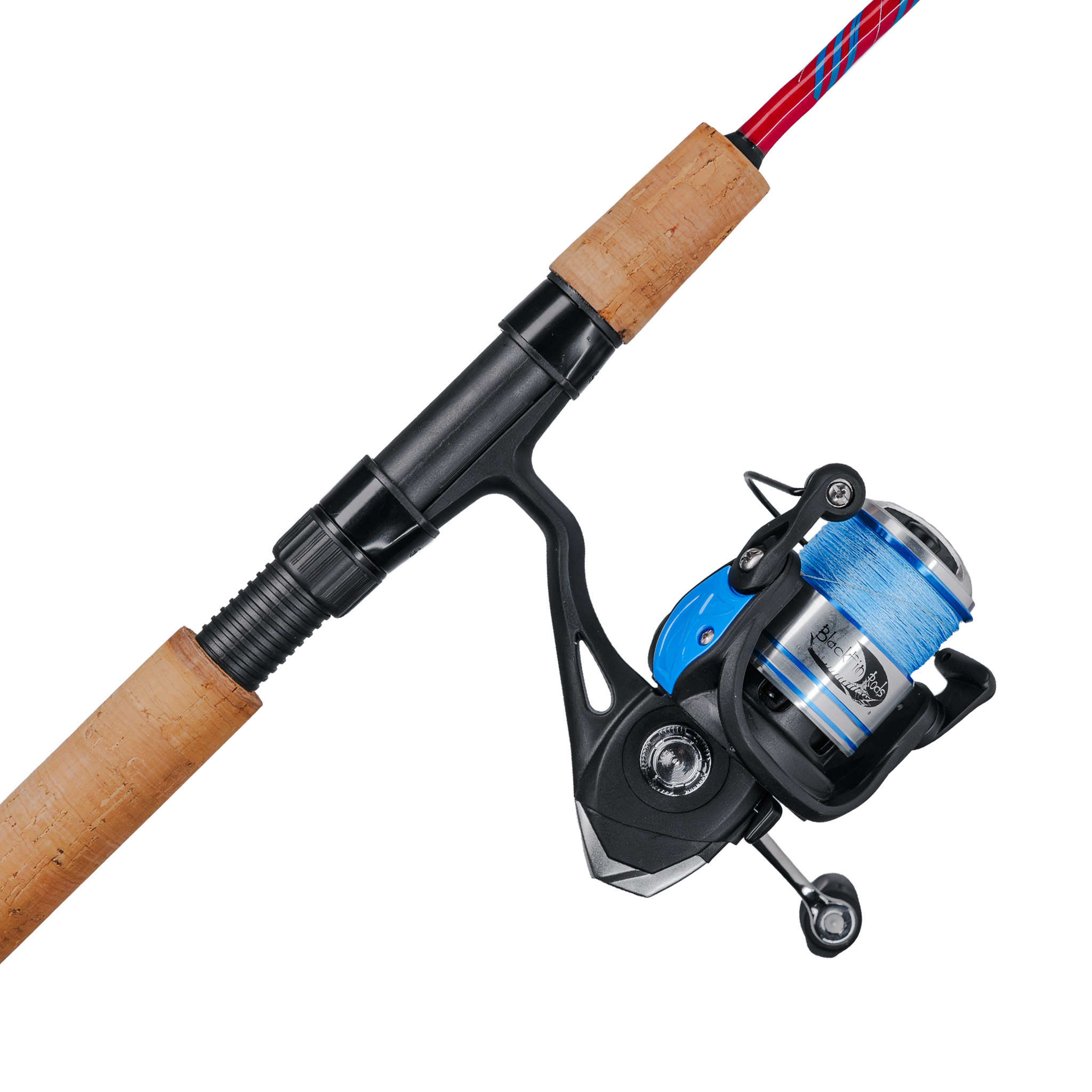 BLACKFIN RODS 4'3" Li'l Finz Kids Spinning Combo, Medium Power, Red/Blue