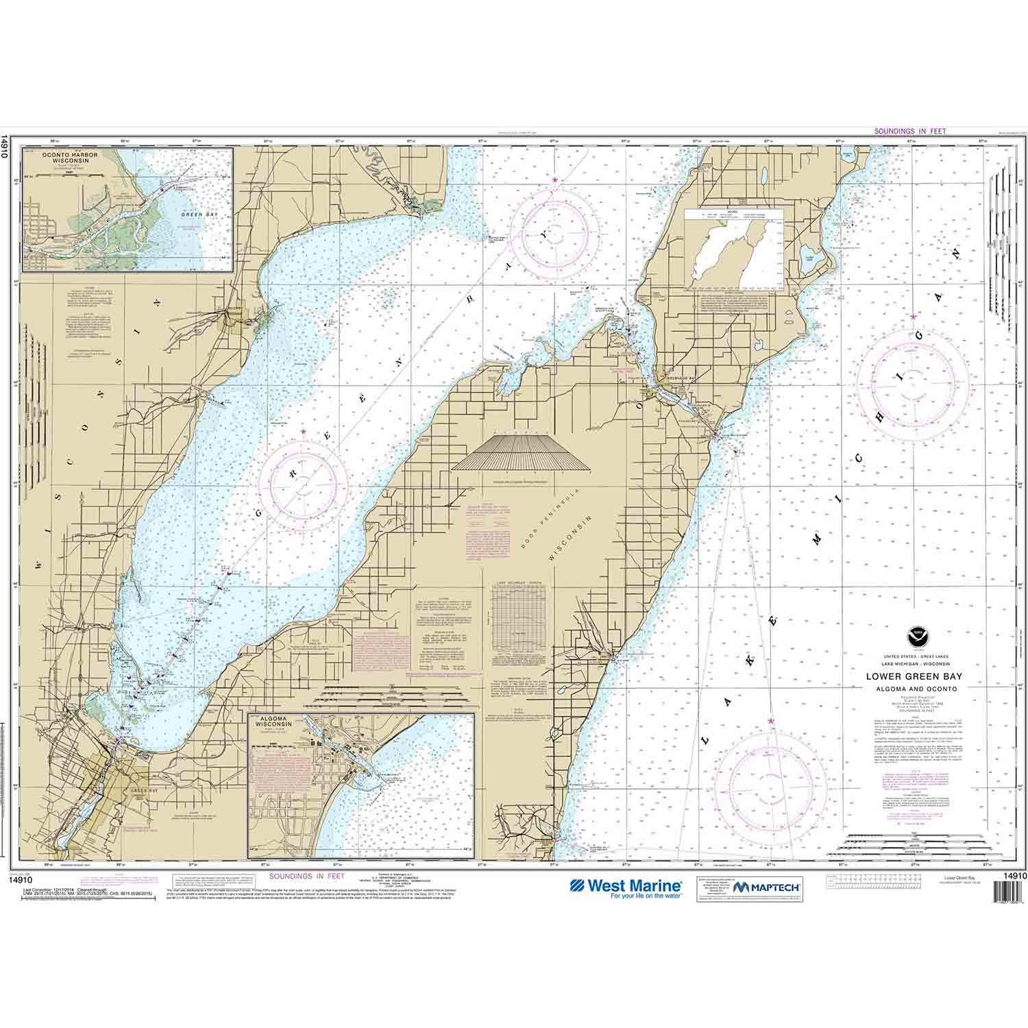 NOAA Maptech® NOAA Recreational Waterproof Chart-Lower Green Bay ...