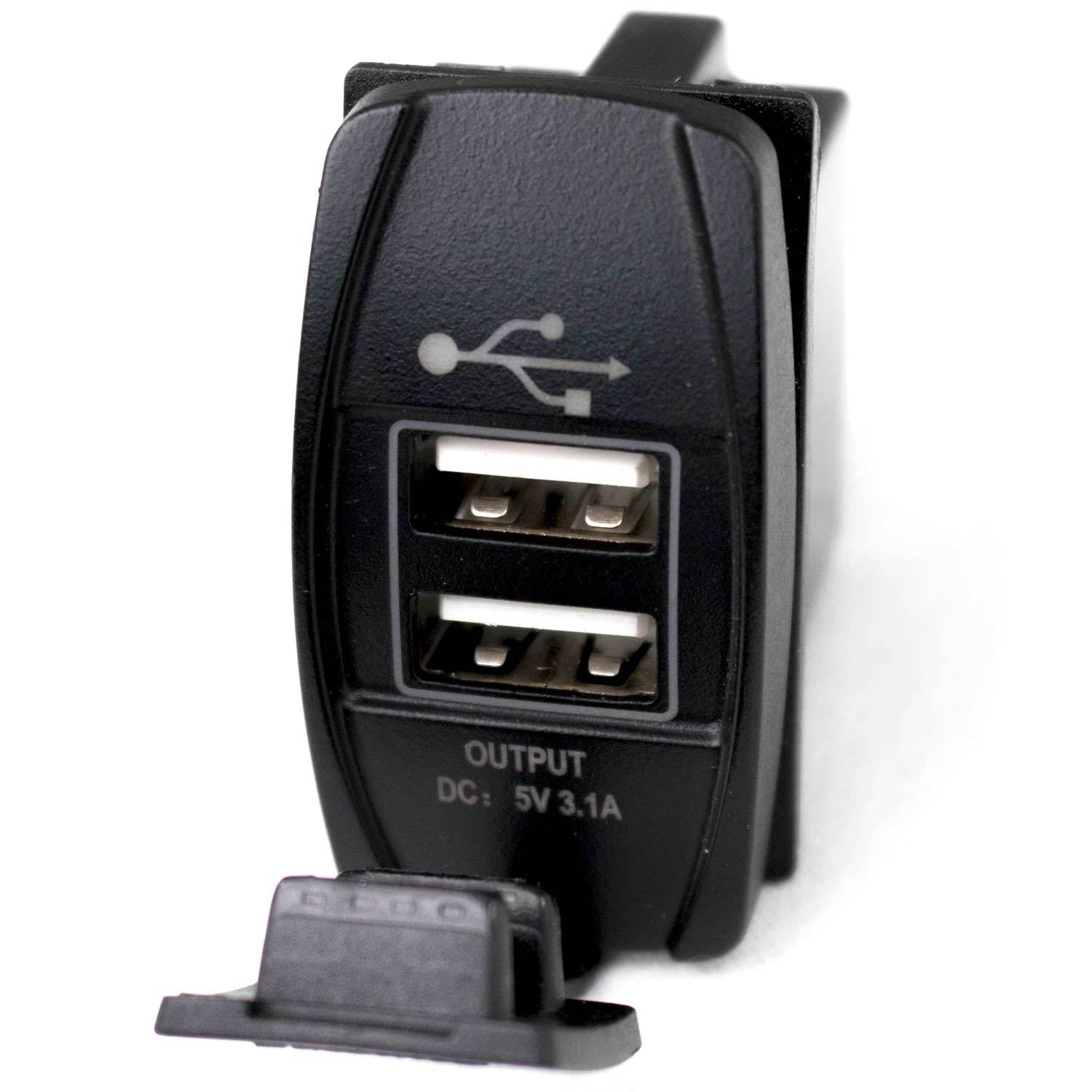 MARINE SPORT LIGHTING Rocker Style 2 Port USB Panel, Blue