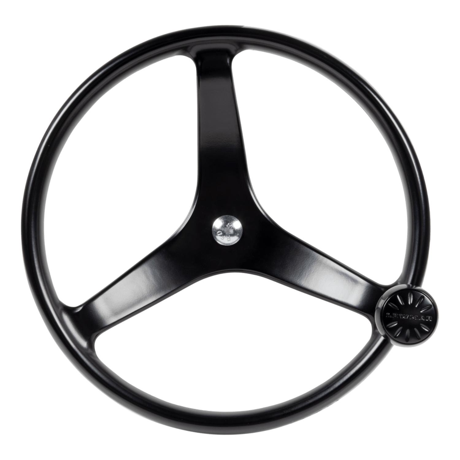LEWMAR 13 1/2" Black Cast Stainless Steel Steering Wheel