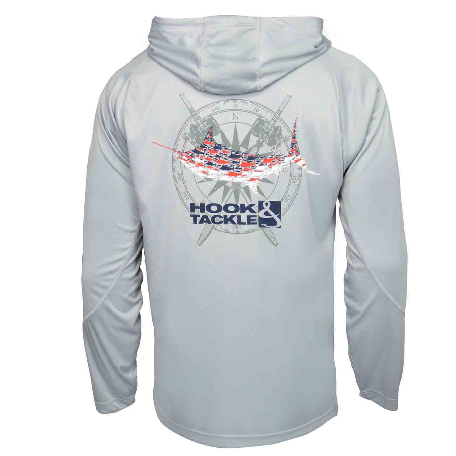 HOOK & TACKLE Men's Compass Rods Hooded UV Fishing Shirt