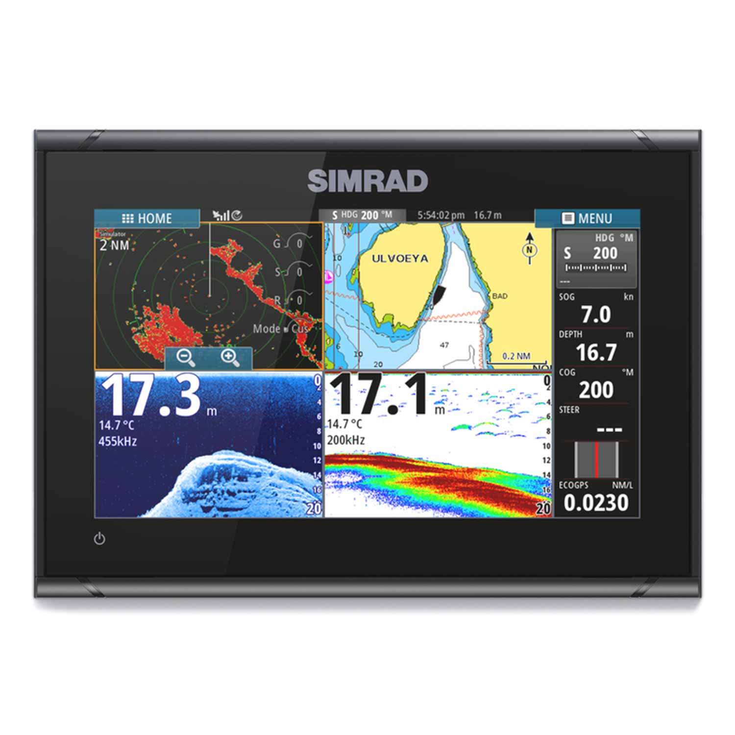 SIMRAD GO9 XSE Chartplotter Navigation Display with TotalScan Transducer