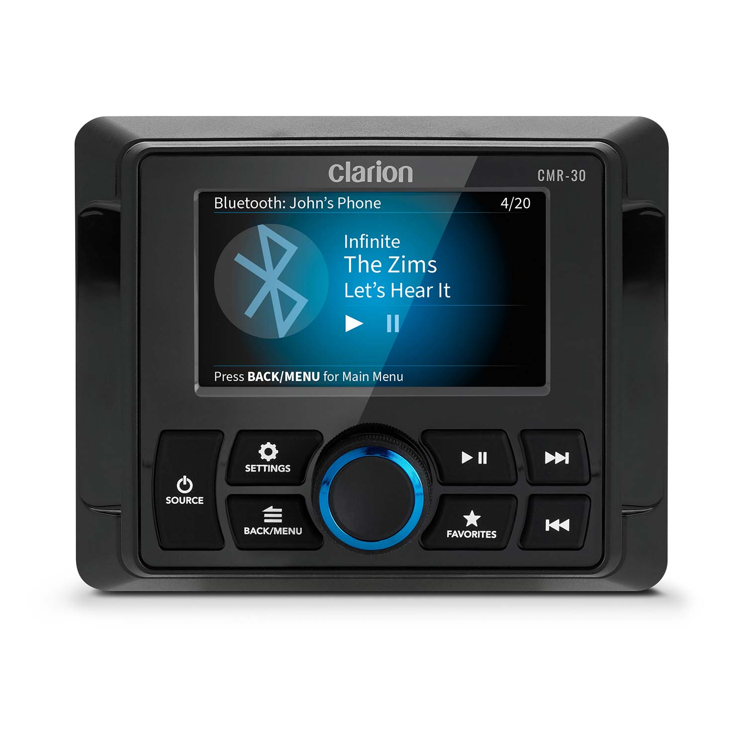 Clarion CMR‑30 Marine Wired Remote – 3″ Color LCD, IP67