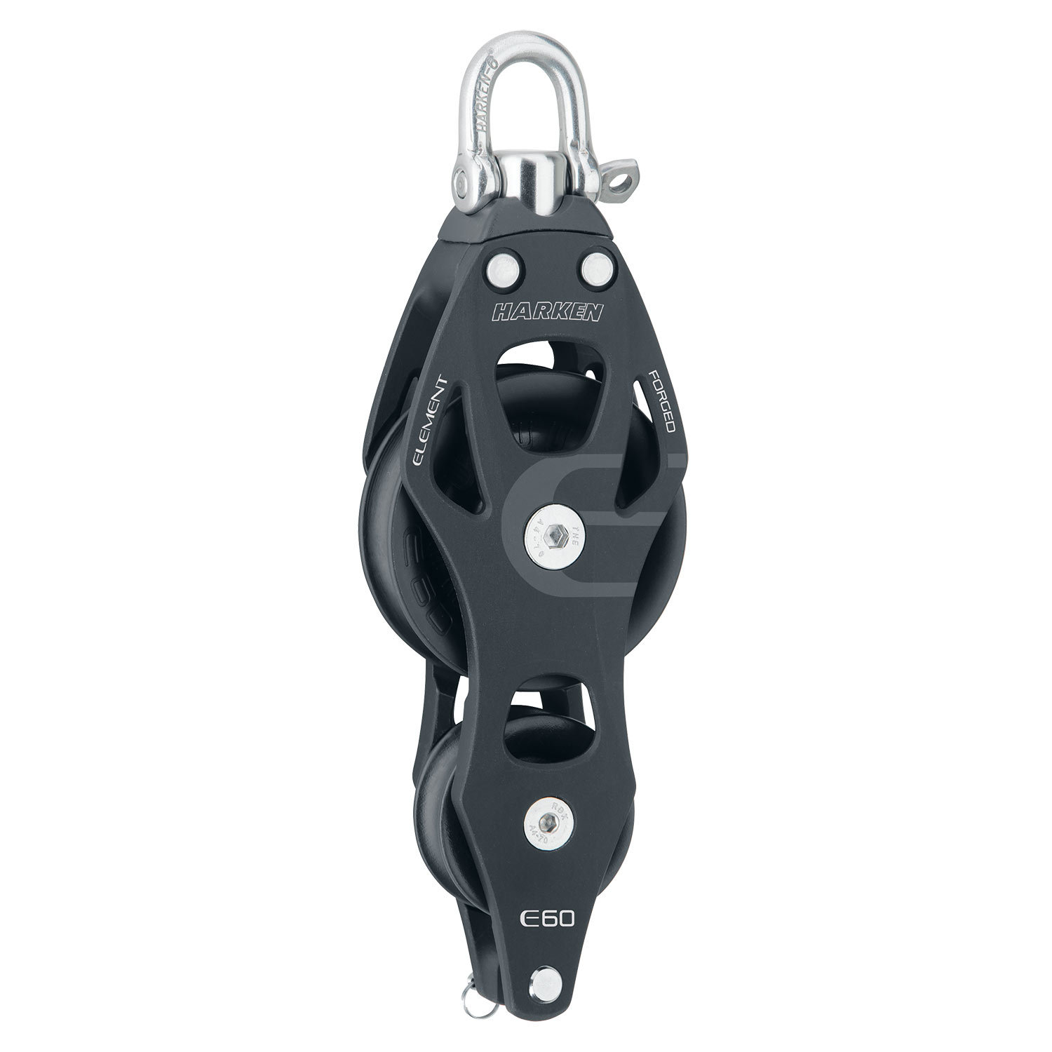HARKEN 60 mm Element Fiddle Block with Becket and Swivel/Locking Shackle